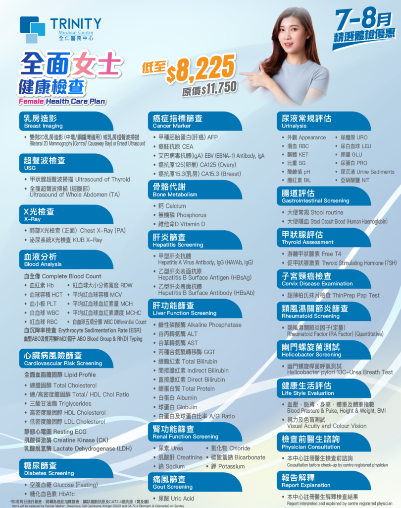 【Jul To Aug Special Offer】Health Check-up Plan (Men/Women) - Trinity ...